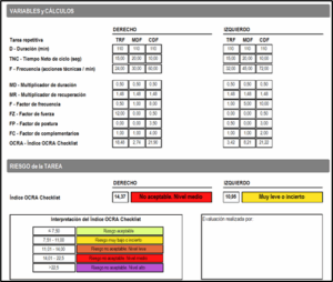 Aplicación método OCRA Checklist en Ergo/IBV